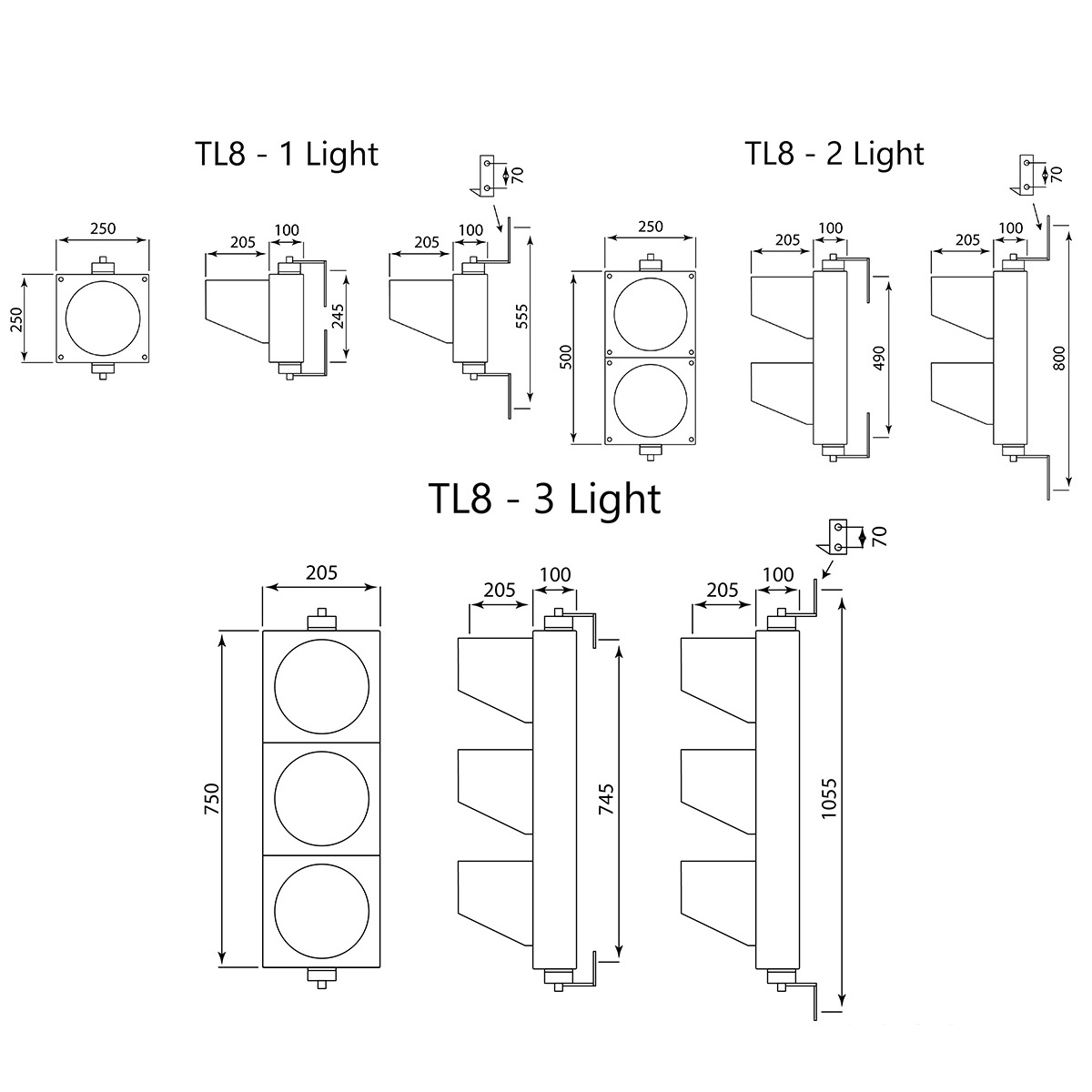 8 Inch LED Traffic Light - Industrial - Signaworks